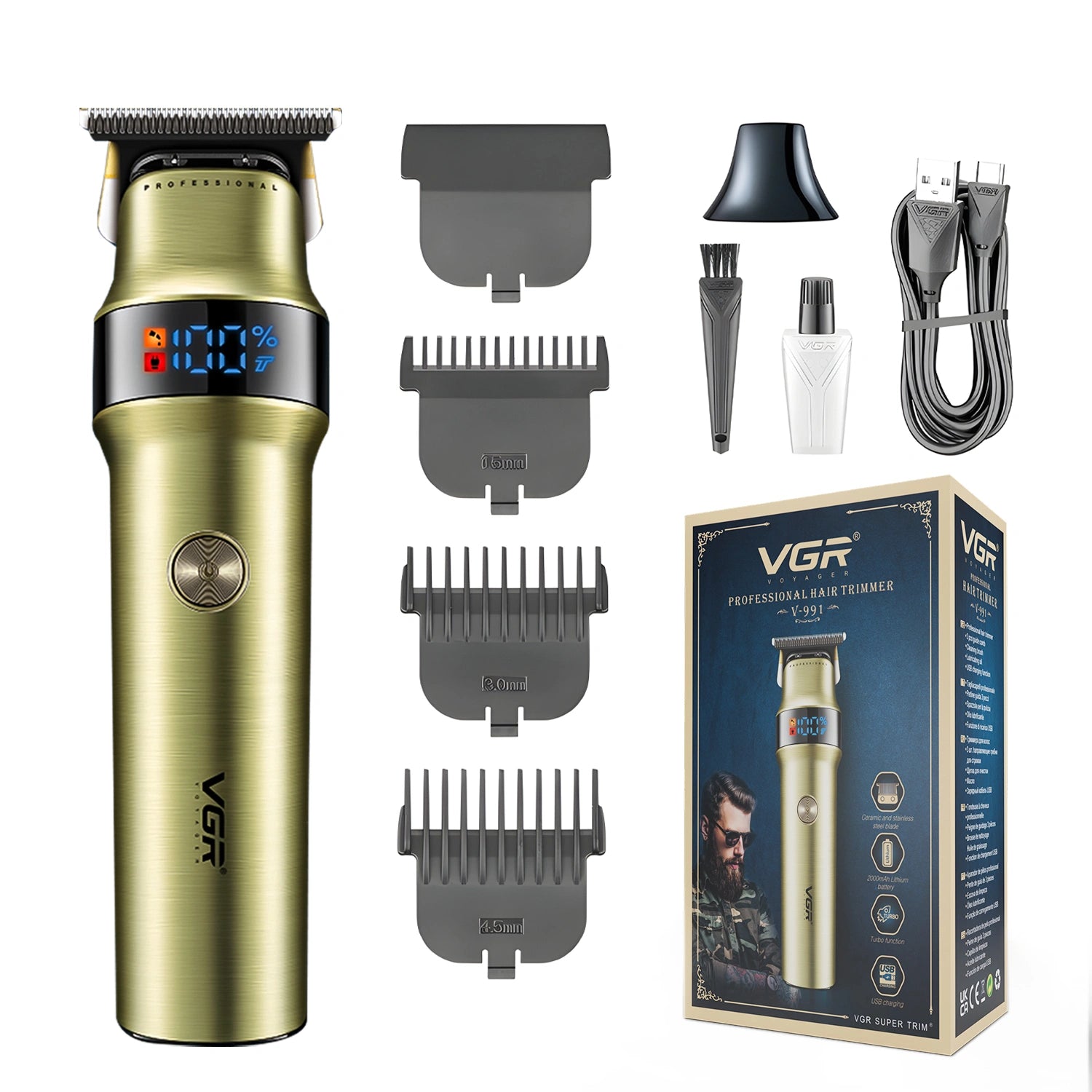VGR V-991 Professional Salon Quality Hair Trimmer for Men's (Gold)