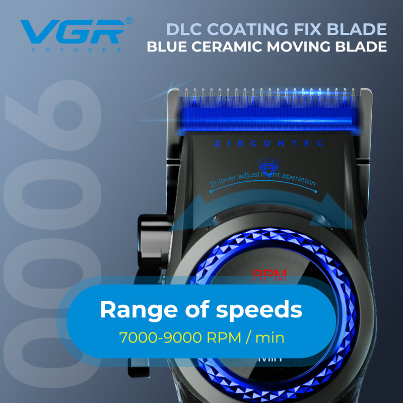 VGR V-001 Professional Hair Clipper - Blue Edition