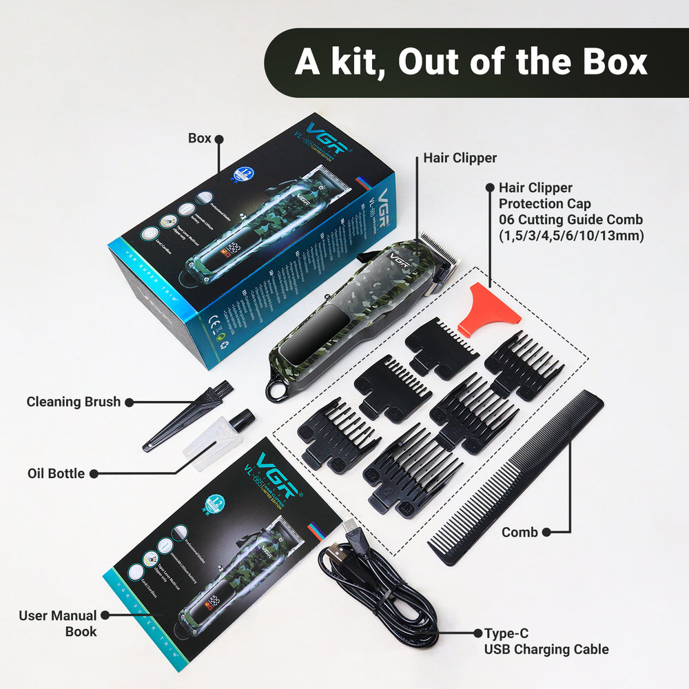 VGR VL-665 Limited Edition Hair Clipper For Men, Camouflage