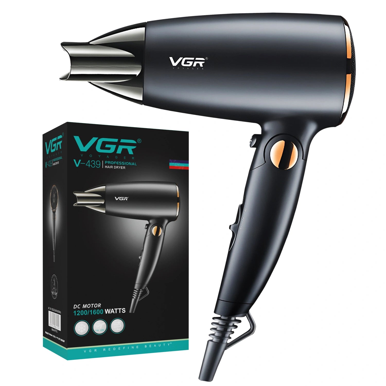 VGR V-439 Foldable Hair Dryer | Compact & Powerful, Black