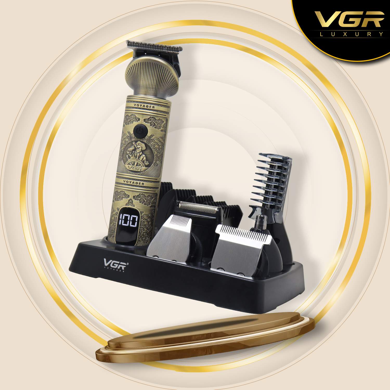 VGR V-106 Men's Grooming Kit, Gold