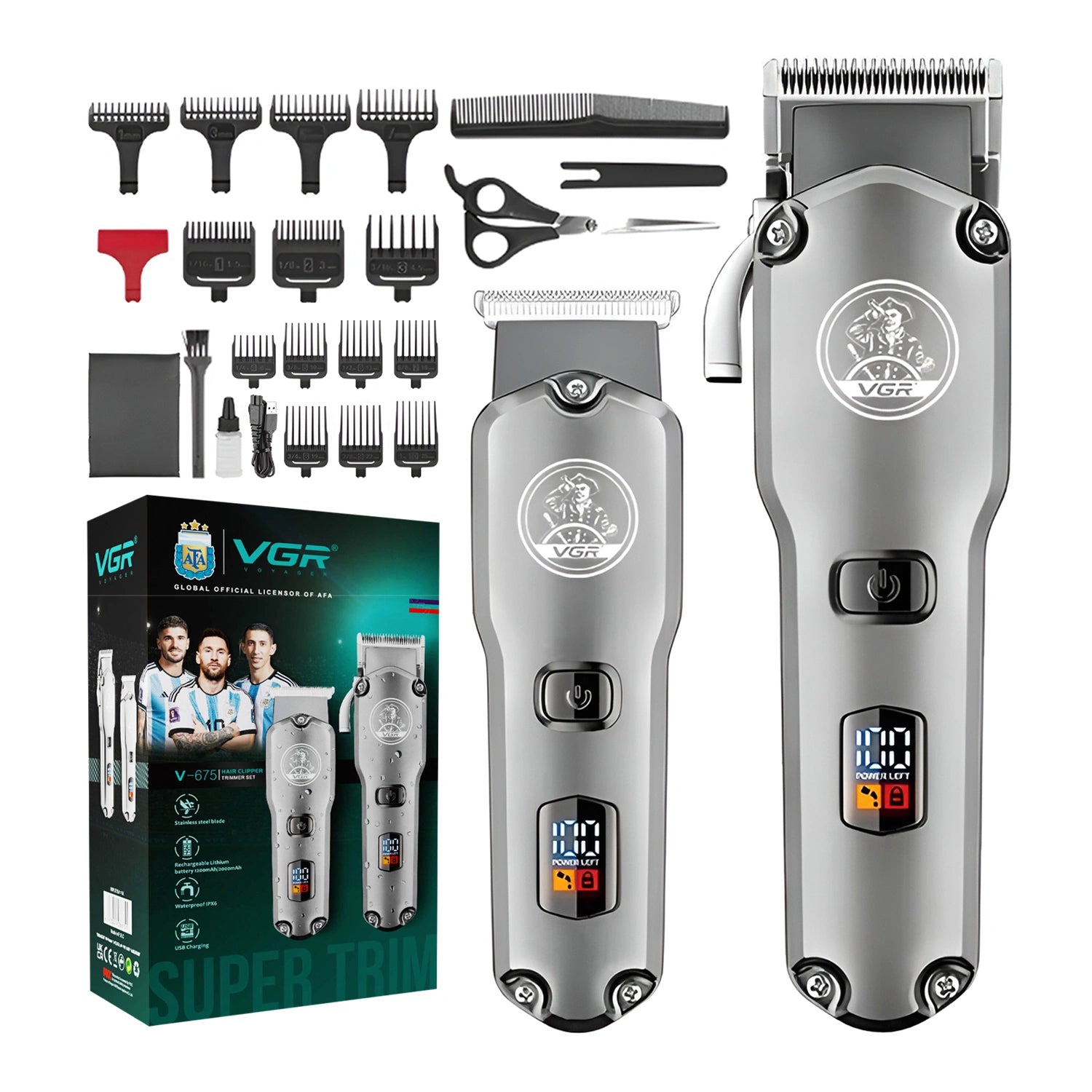 VGR V-675 Professional Cord/Cordless Hair Clipper & Trimmer Set