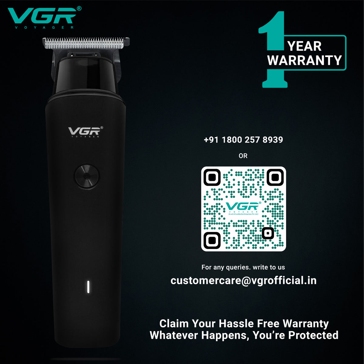 VGR V-933 Hair Trimmer For Men, Black